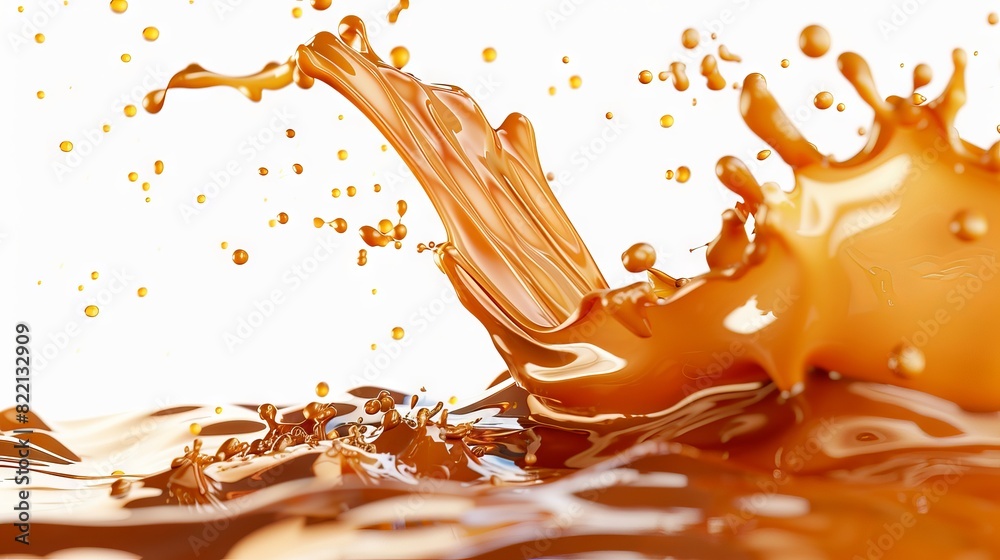 Caramel splash milk sauce chocolate liquid background cream explosion ...