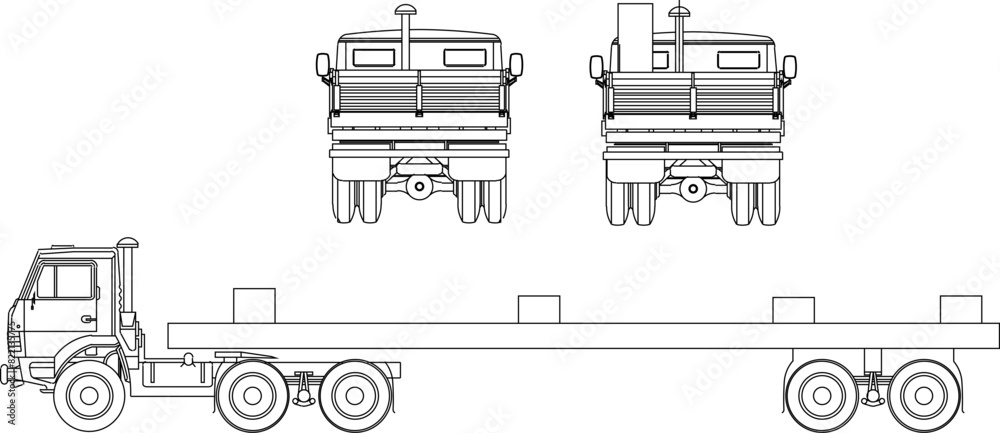 vector illustration sketch design drawing of heavy vehicle, tronton ...