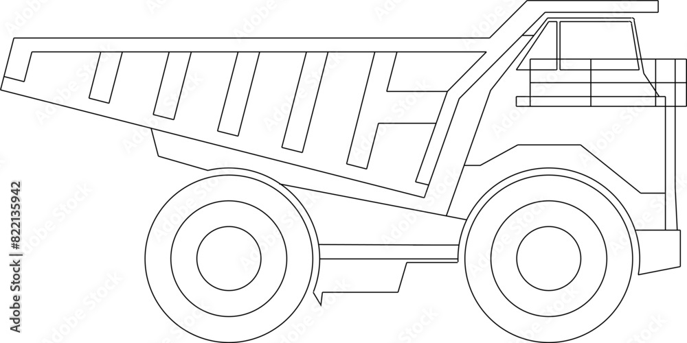 vector illustration sketch design drawing of heavy equipment truck ...