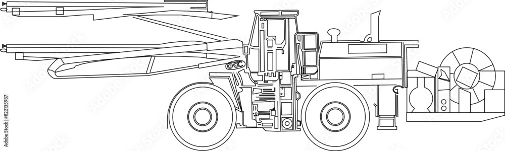 vector illustration sketch design drawing of heavy equipment lift truck ...