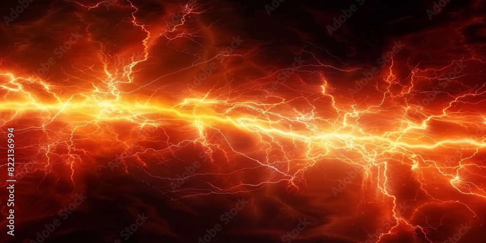 Red lightning background, red thunder with orange electric energy, sky ...