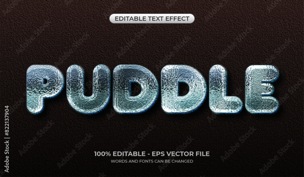 Vetor do Stock: 3D Puddle text effect. Editable water texture text ...