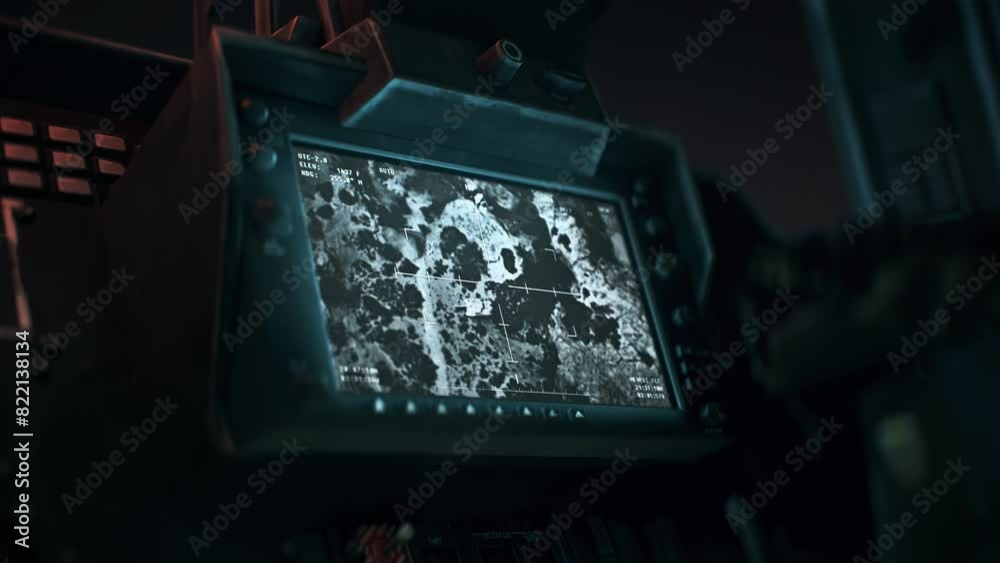 Army combat helicopter is flying above the battlefield zone. Army ...