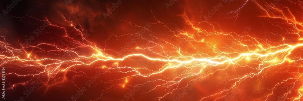 Red lightning background, red thunder with orange electric energy, sky ...
