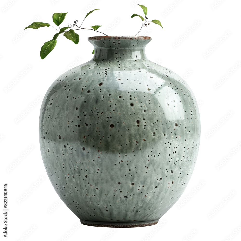 Distinctive sage green ceramic vase featuring a unique raised bubble ...