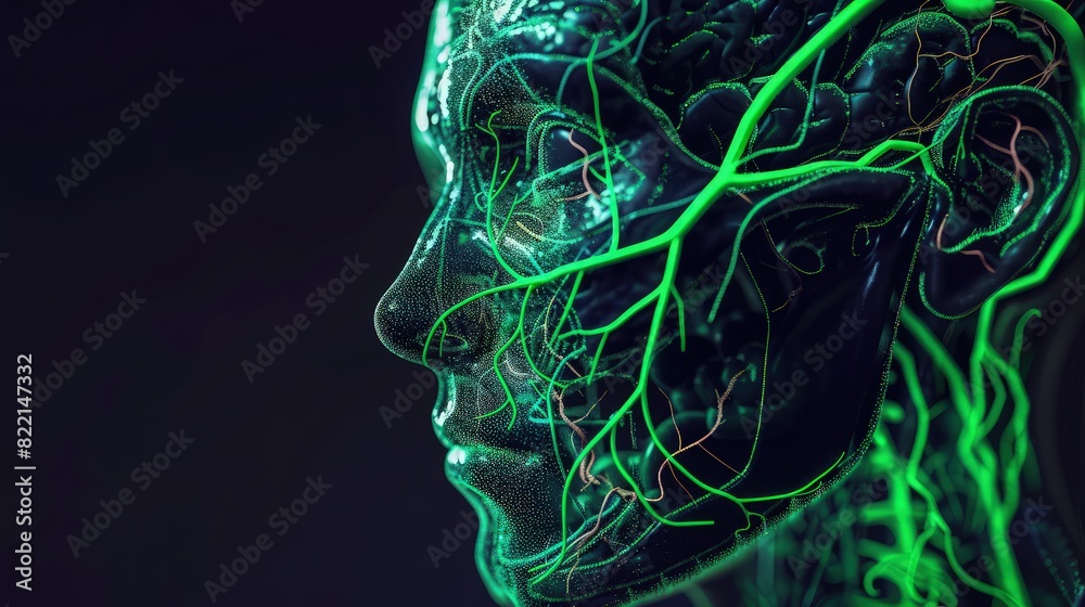 An artistic yet realistic X-ray illustration of the human brain ...