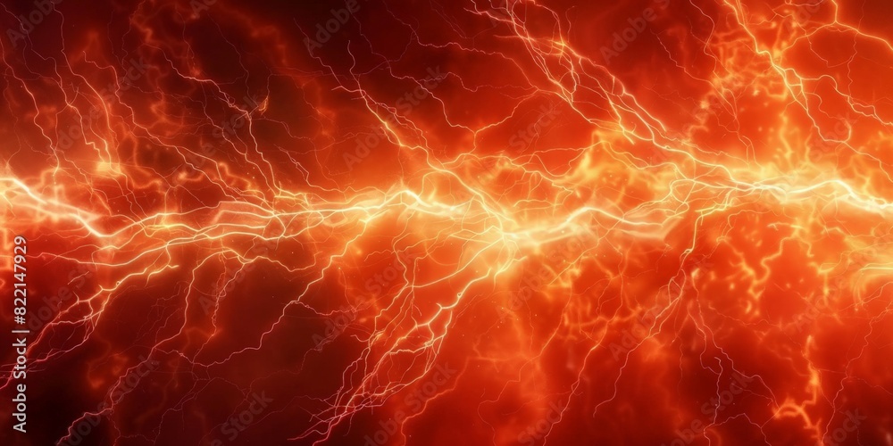 Red lightning background, red thunder with orange electric energy, sky ...