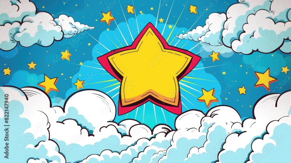 Cartoon explosion with clouds and rays of light,Vector illustration ...