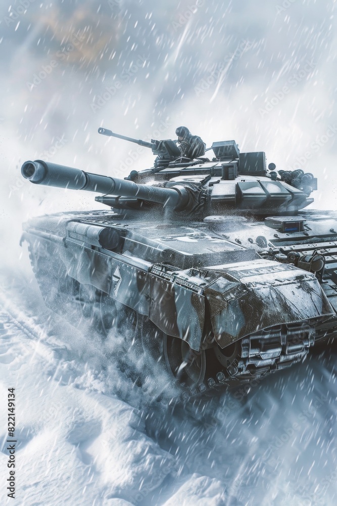 A photorealistic depiction of an Military tank M1 Abrams battling a ...