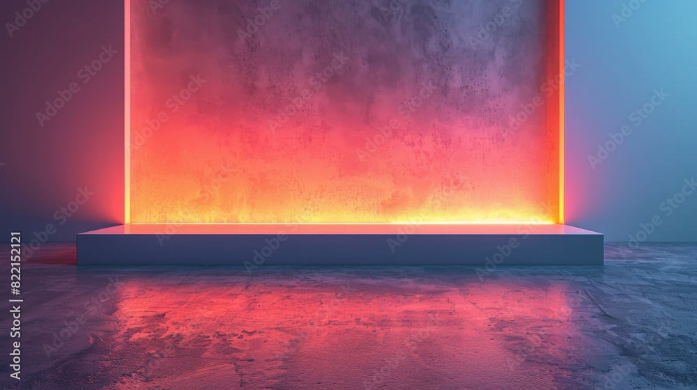 A modern podium setup featuring a rectangular platform with a smooth ...