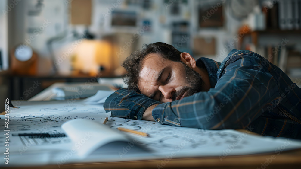 Architect Resting: Photo Realistic Image of an Architect Asleep on ...