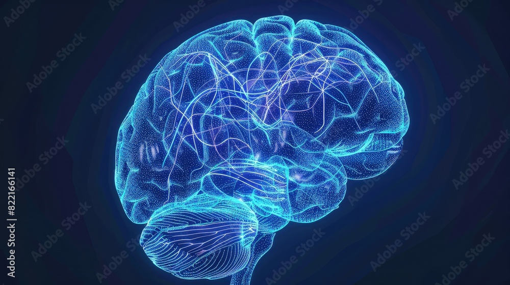 An X-ray illustration of the human brain focused on the occipital lobe ...