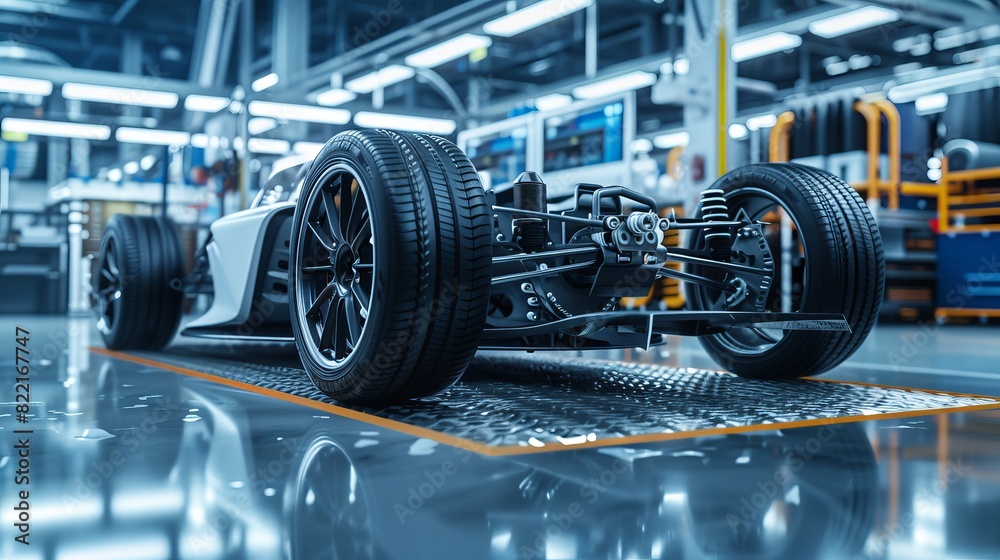 Authentic Electric Car Platform Chassis Prototype Standing in ...