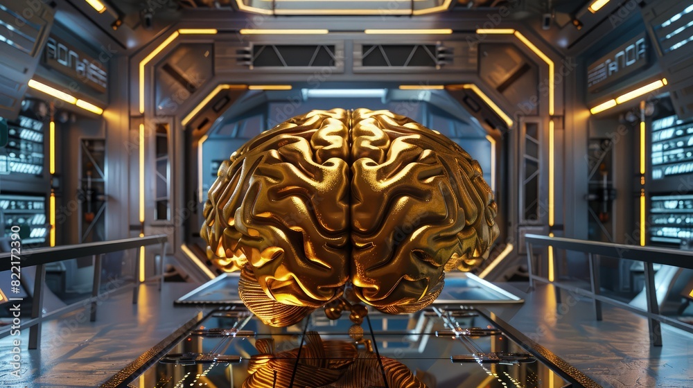 A realistic frontal view X-ray illustration of the human brain, showing ...