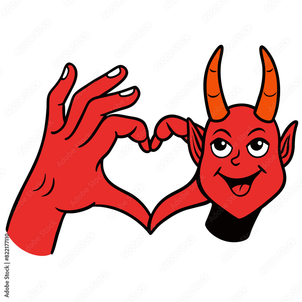Red Demon and Human Hands in Vector Style - Create a hand-drawn vector ...