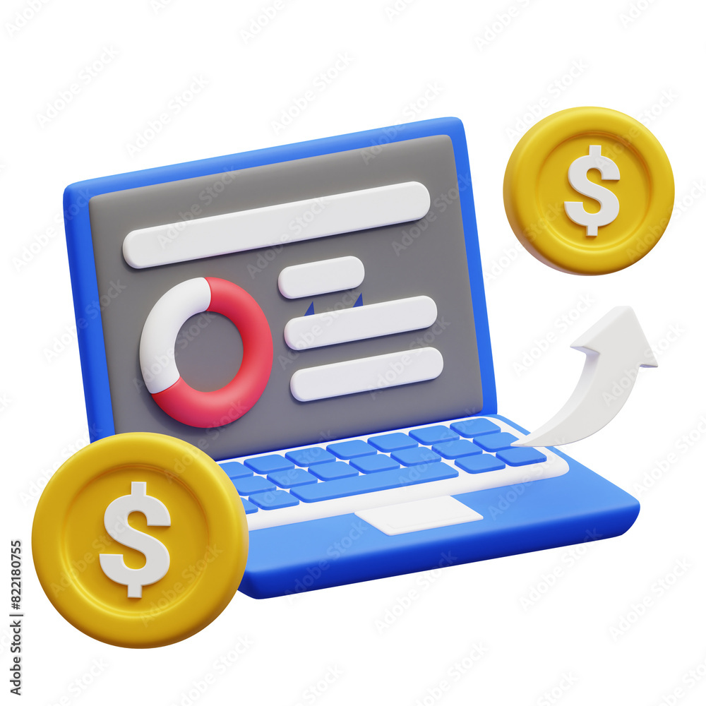 Chart 3d, 3d icon, 3d illustration, style, render, rendering, Suitable ...