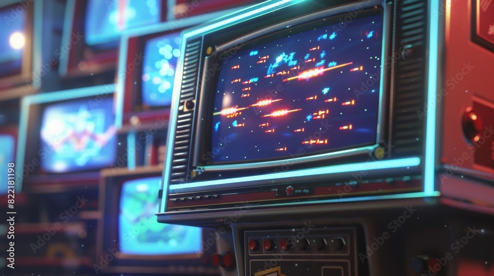 Typical Retro TV Screen with an 8 Bit 2D Eighties inspired Console ...