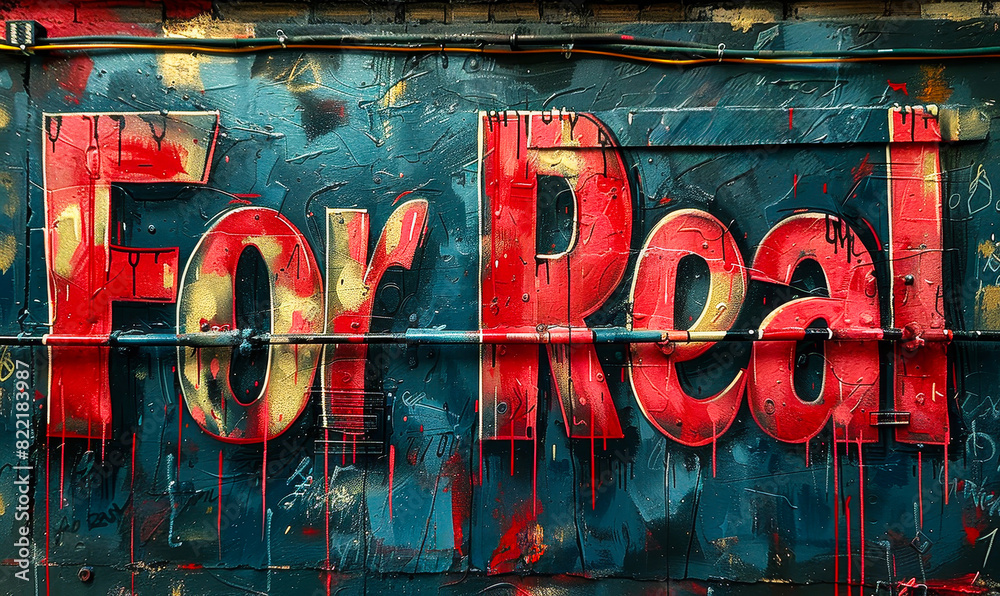 Vibrant Urban Street Art For Real Graffiti Mural with Bold Red Letters ...
