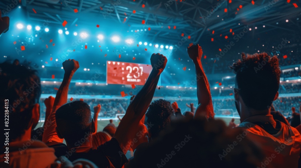 A picture of a Stadium Championship Match, with a scoreboard screen ...
