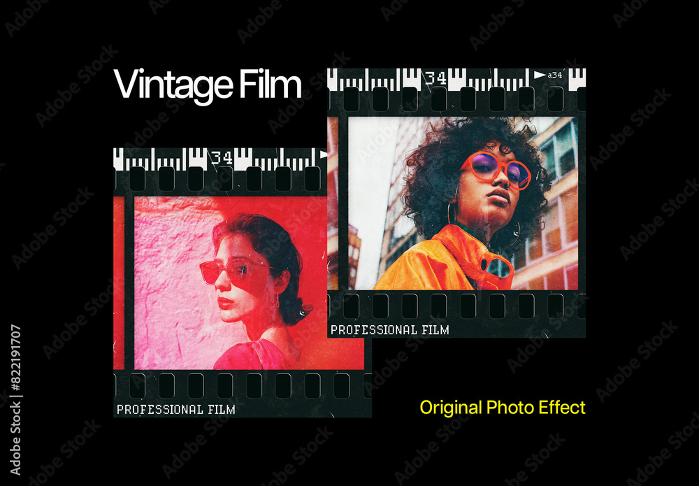 Old Vintage Film Frame Photo Effect Mockup Stock Template | Adobe Stock