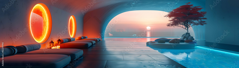 Futuristic Resort with Holographic Meditation Rooms Offering Immersive ...