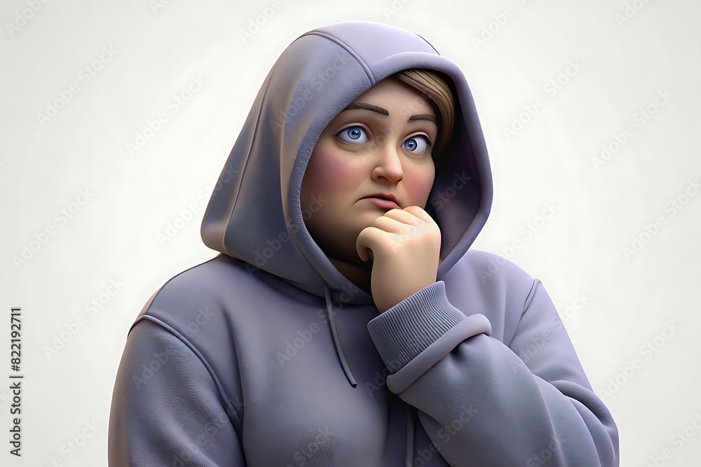 Curvy Woman With sad face missing someone , Isolated On White ...