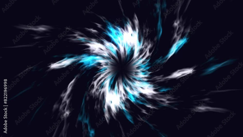 Seamless spin twirling shiny flame nucleus sun fire background loop ...