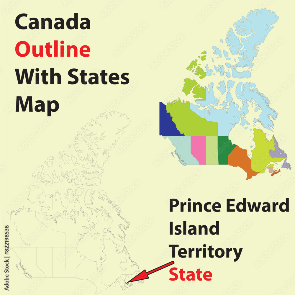 Prince Edward, Island, map, territories, outline, state, outline ...