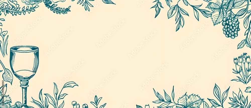 Passover Doodle Page Print Border Design with Blank Space for Mockup ...