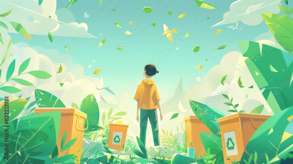 An earth-friendly character design features a minimalist character ...