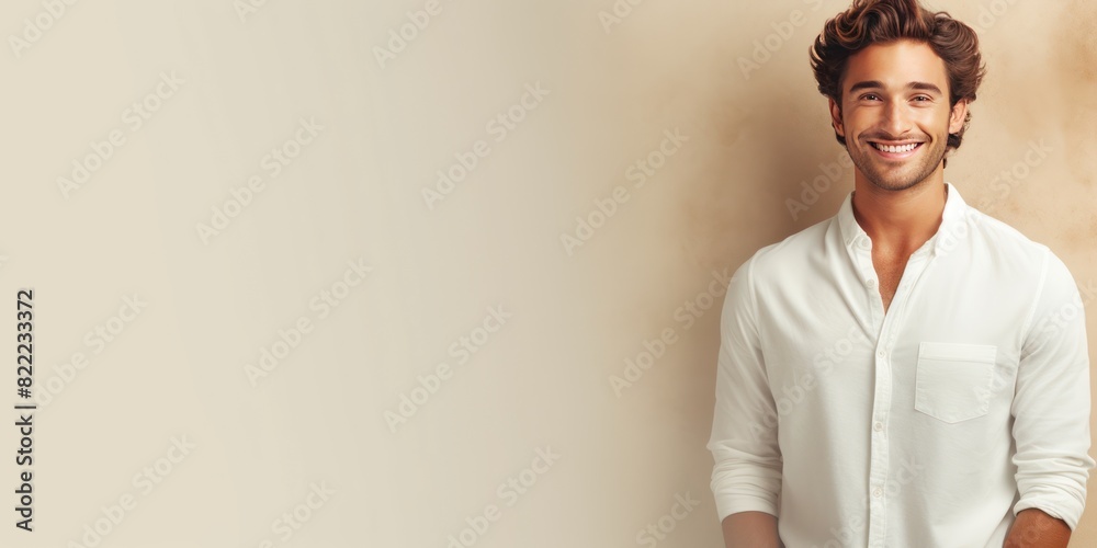 Ivory background Happy european white man realistic person portrait of ...