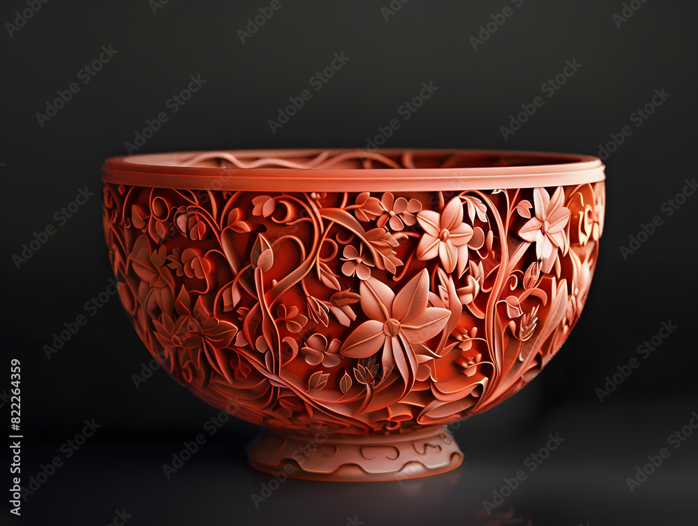 Realism: 3D Printed Model of Traditional Thai Lacquerware Bowl, Adorned ...