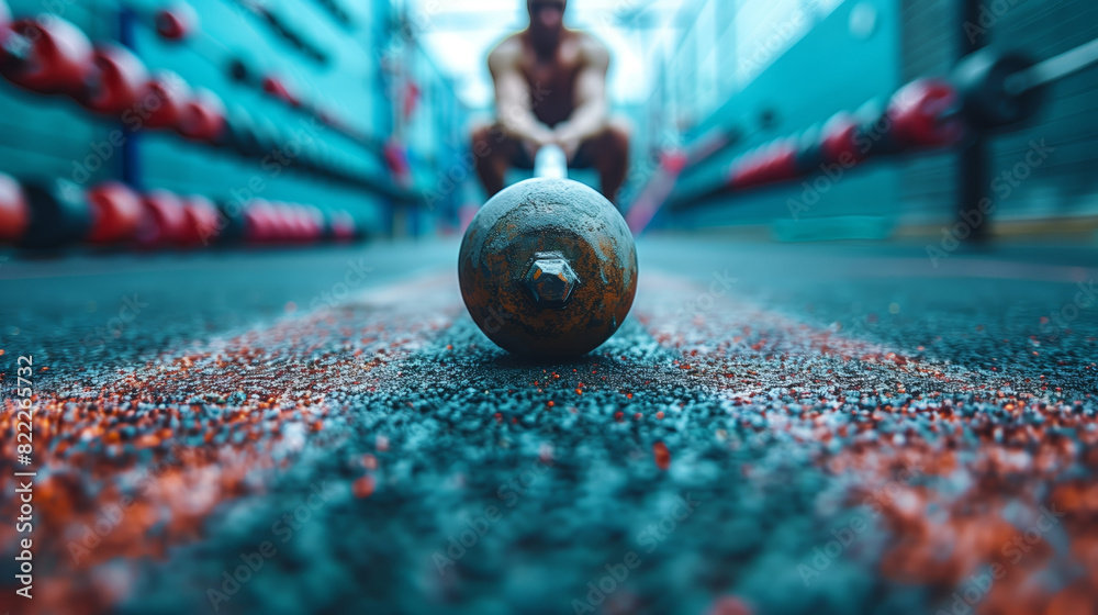 Someone using functional training equipment like kettlebells or battle ...