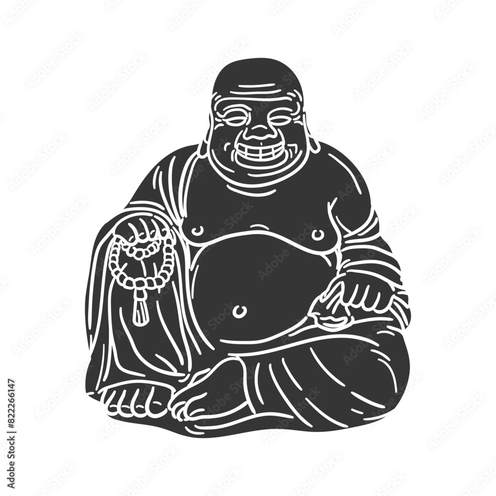 Fat Buddha Icon Silhouette Illustration. Budai Vector Graphic Pictogram ...