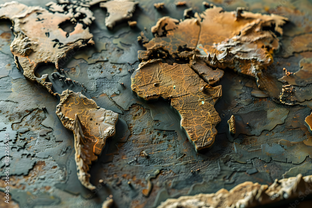 3D Model: Antique World Map of Pangaea with Aged Textures and Faded ...