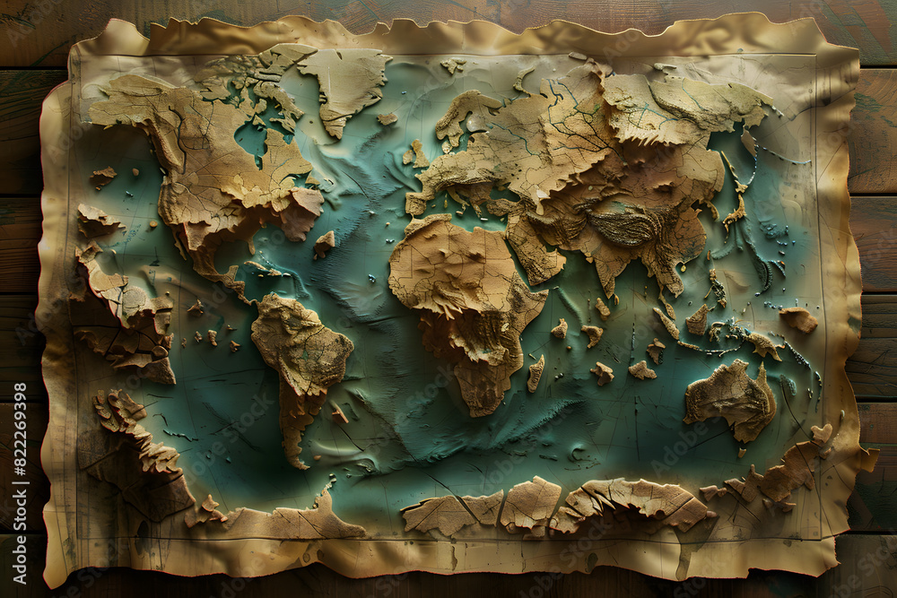 3D Model: Antique World Map of Supercontinent Pangaea with Aged ...