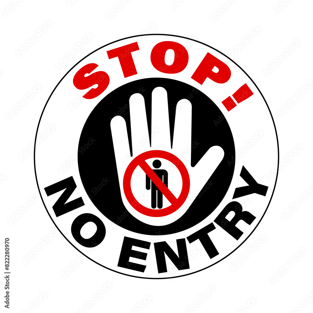 Stop, no entry. Warning sign consisting in silhouette of an open hand ...
