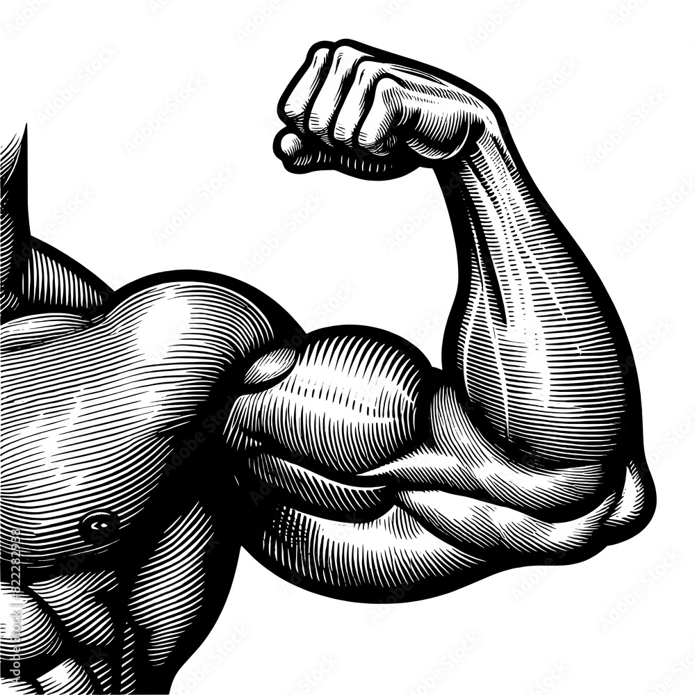 Strongman hand arm flexed bicep muscle symbolizing strength and power ...