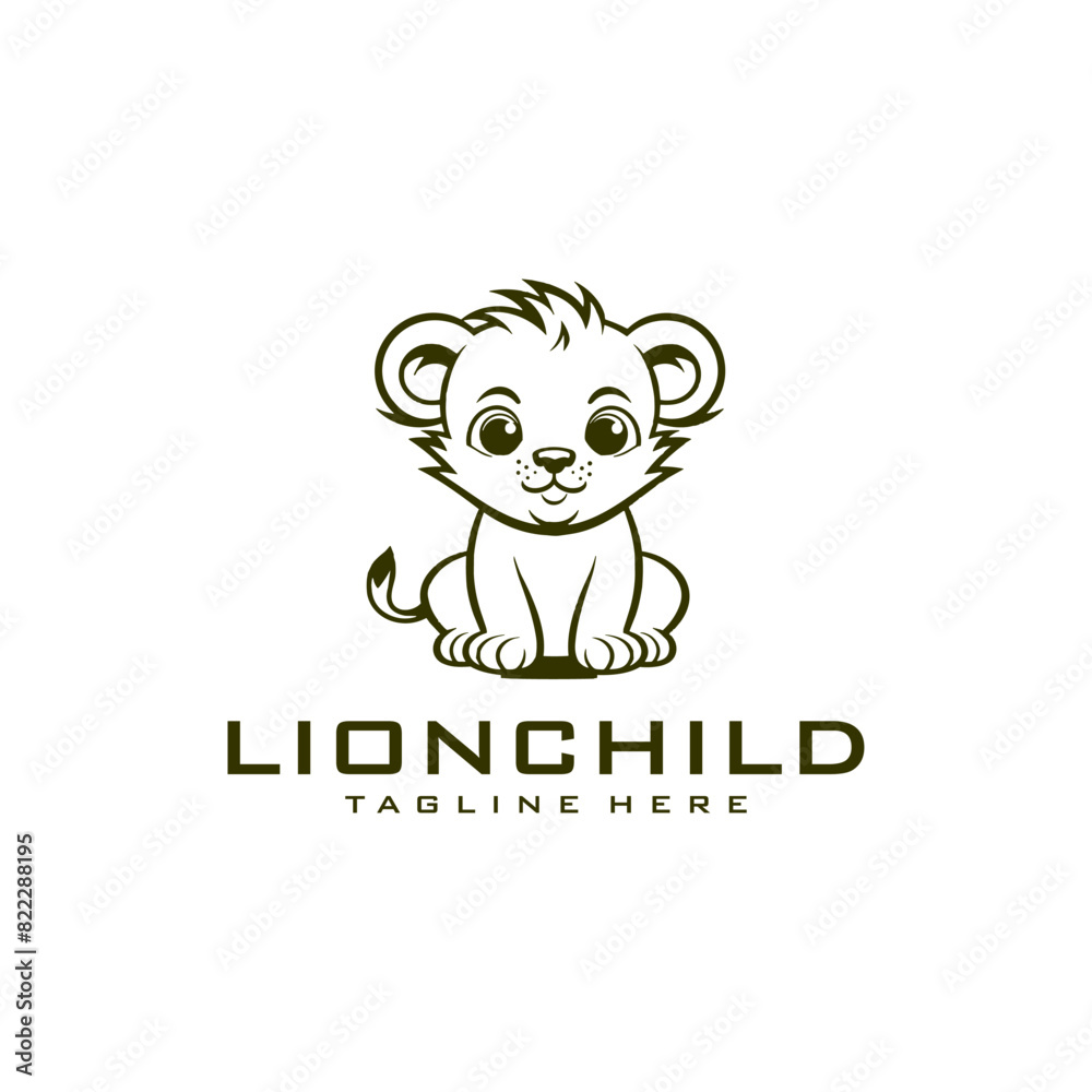 Lion Cub logo vector illustration Stock Vector | Adobe Stock