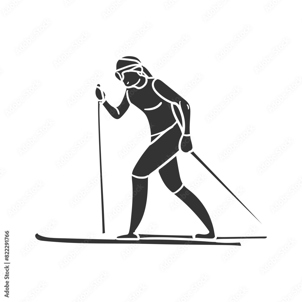 Cross Country Icon Silhouette Illustration. Snow Sports Vector Graphic ...