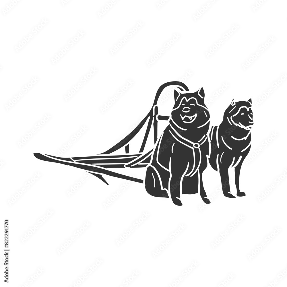 Dog Mushing Icon Silhouette Illustration. Huskies Vector Graphic ...