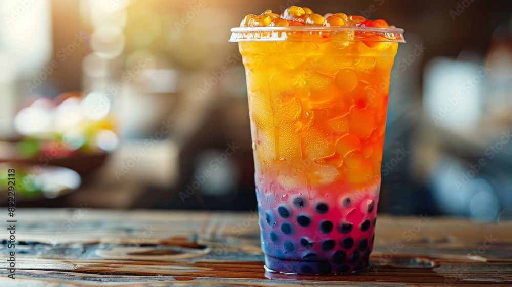 colorful bubble tea, enjoy a stimulating bubble tea served in a ...