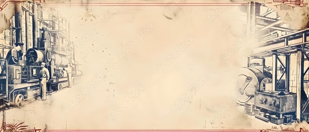 Vintage Industrial Labor Day Print Border Design with Empty Blank Space ...