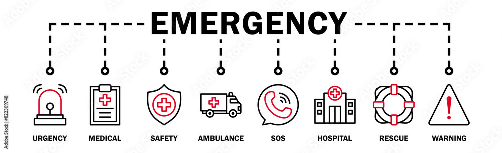 Emergency banner web icon vector illustration concept with icon of ...