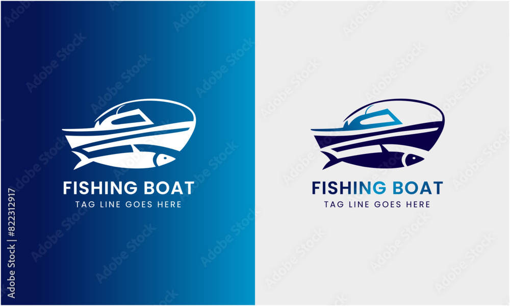 Fishing boat vector fishing boat logo design sea fish catch minimalist ...