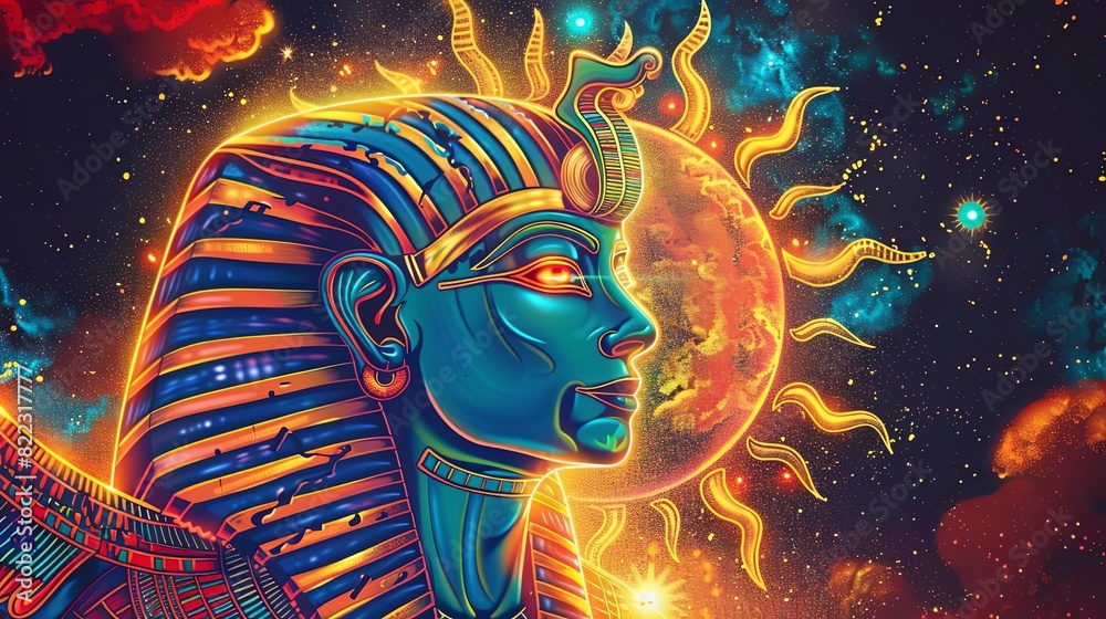 ancient egyptian sun god ra in a cosmic creation scene mythological ...