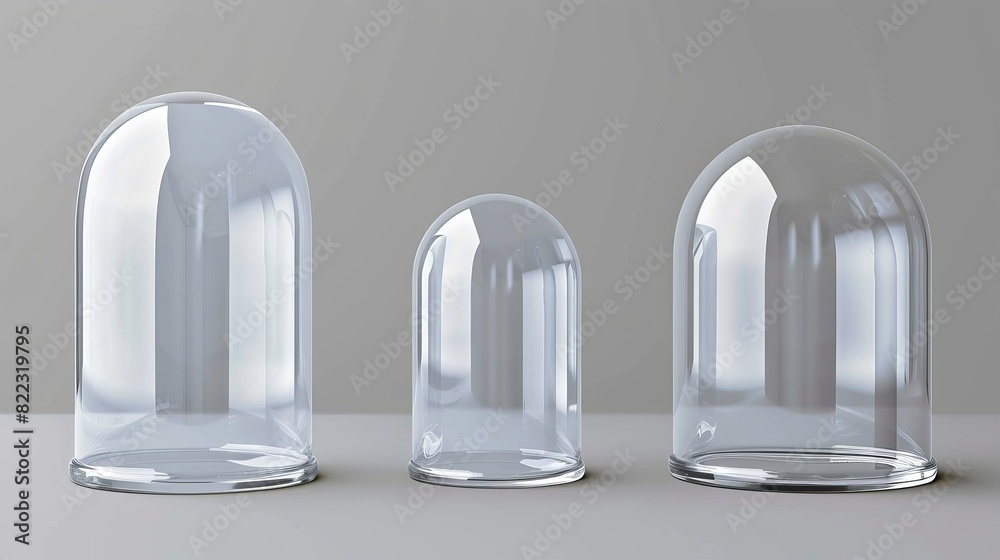 Photo A mockup of an exhibition display case with hemisphere shields ...