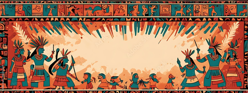 Dynamic Animated Illustration Border in Inca Maya Style with Spacious ...