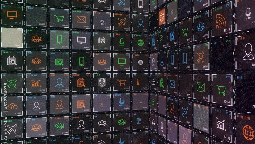 Social Media and aplications logo compilation animation. Seamlessly ...