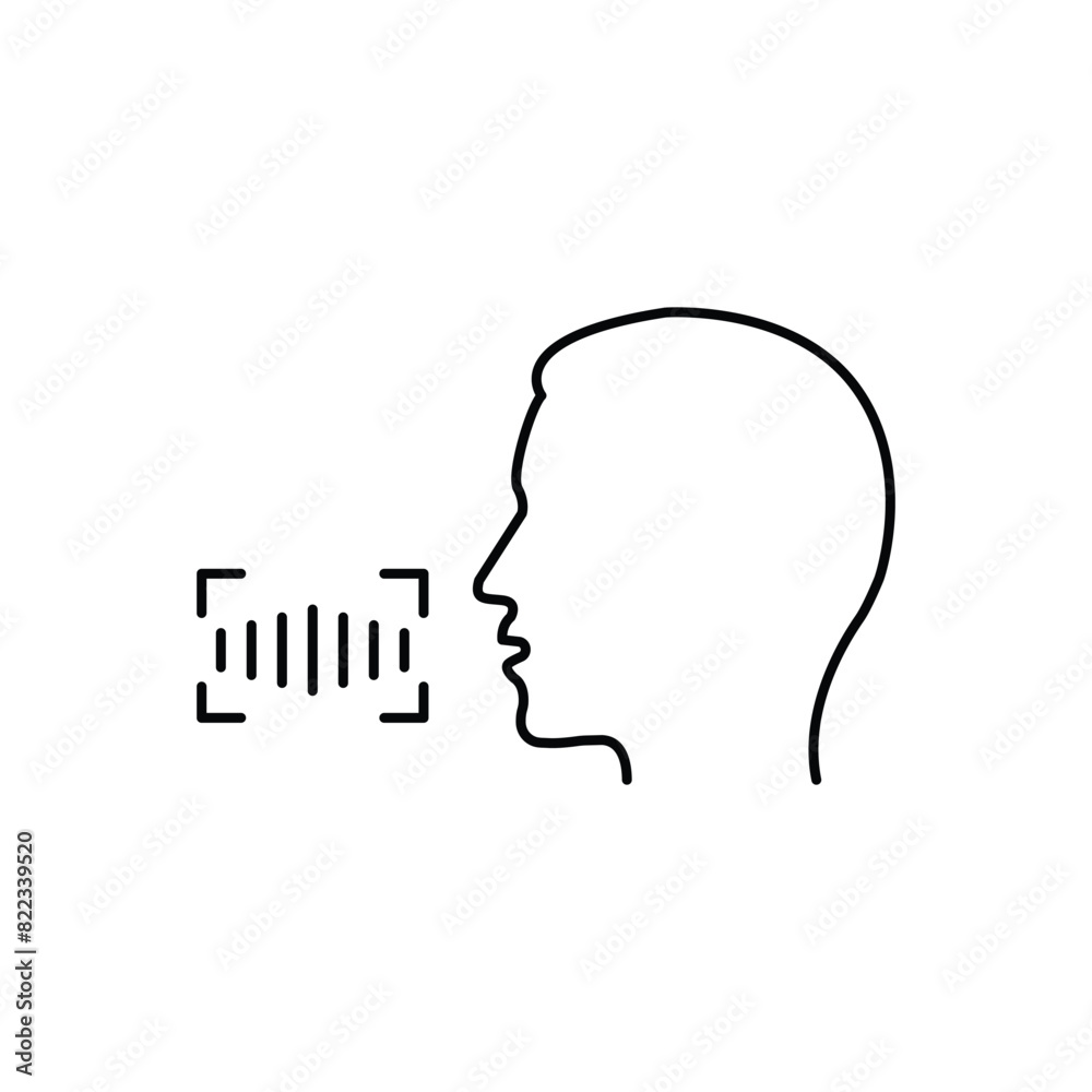 Access Identification by Voice to Smartphone Line Icon. Command Voice ...